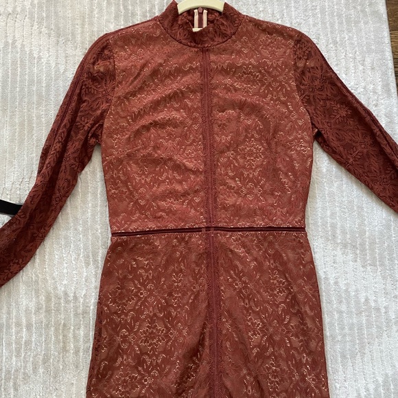 Wilfred | Dresses | Aritzia Wilfred Rust Color Lace Dress Long Sleeve ...